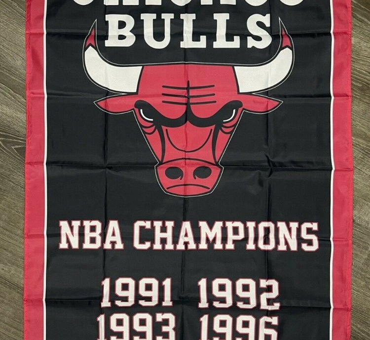 Chicago Bulls Championship Flag 3x5 Ft Sports Black Banner Man-cave ...