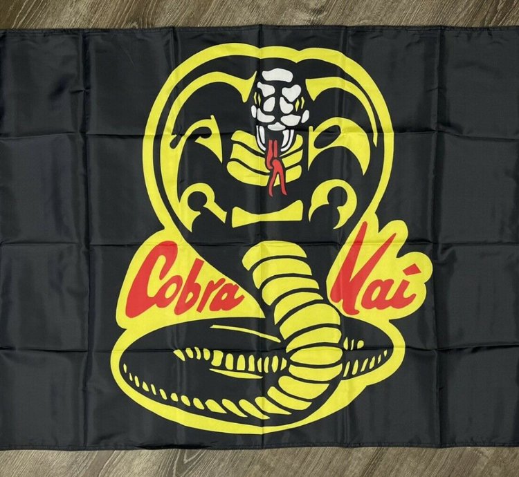 Cobra Kai Strike First Karate Kid Flag 3x5 Black Movie Banner Man-cave ...