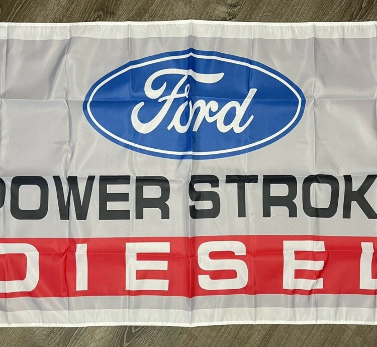Ford Power Stroke Diesel Flag 3x5 Ft White Banner Muscle Truck Man-cave ...