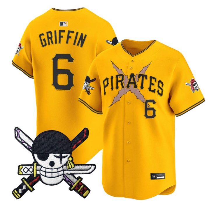 Konnor Griffin Jersey 6 Pittsburgh Pirates One Piece Zoro Patch ...